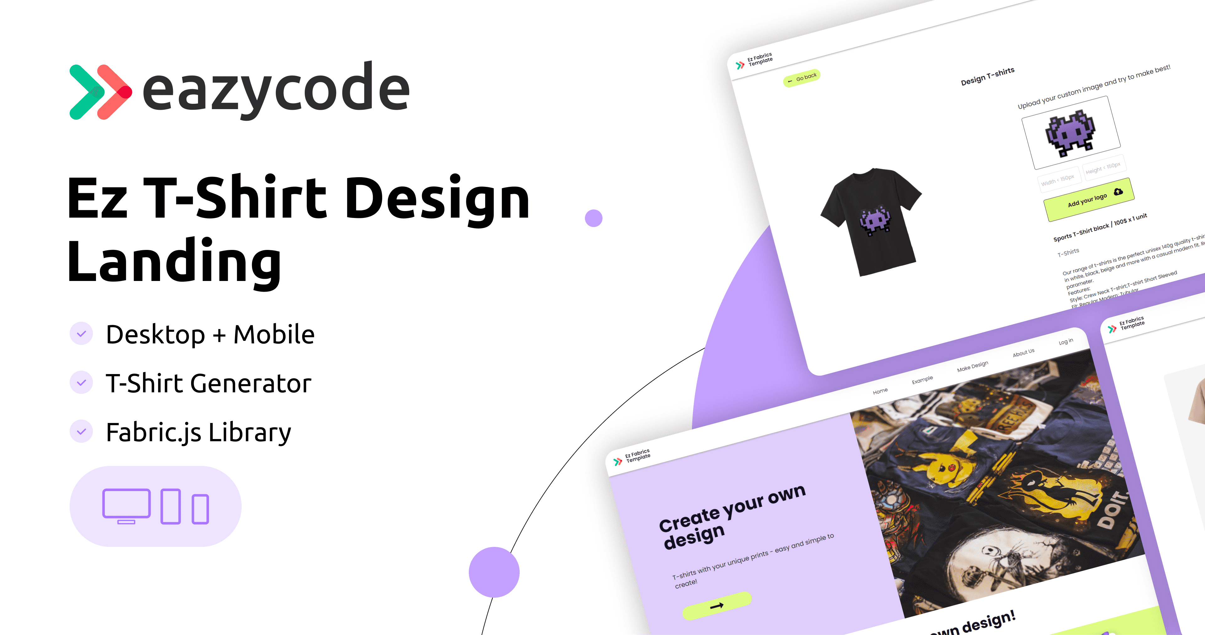 Ez T-shirt Design Landing template - NoCode Bubble.io Template by EazyCode - NoCode Agency